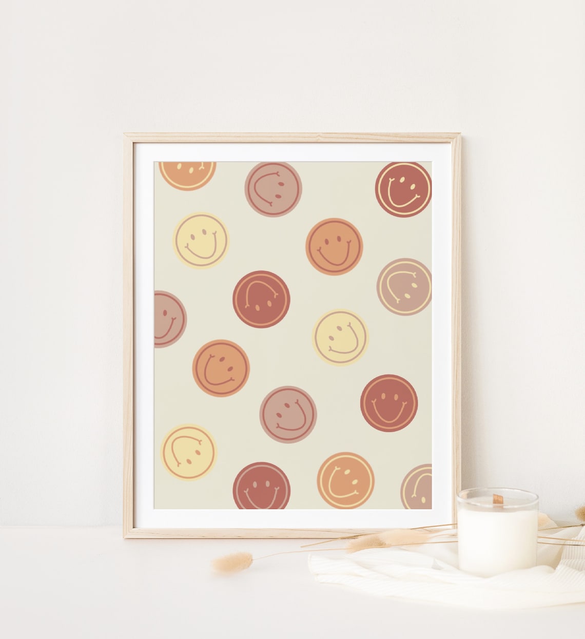Retro Smiley Face Wall Decor Happy Vibes Art Print Groovy - Etsy