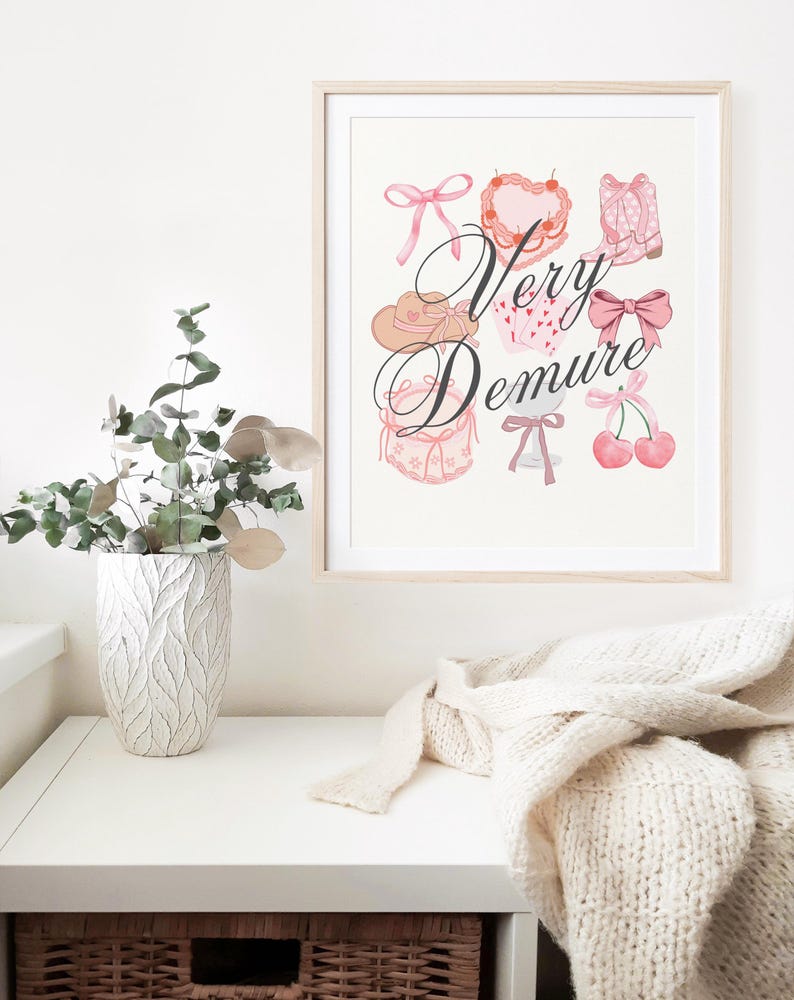 Very Demure Print Girls Girl Art Print Girly Apartment Decor Home DIY ...
