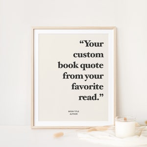 Custom Book Quote Poster, Printable Bookish Word Art, Gifts for Readers ...