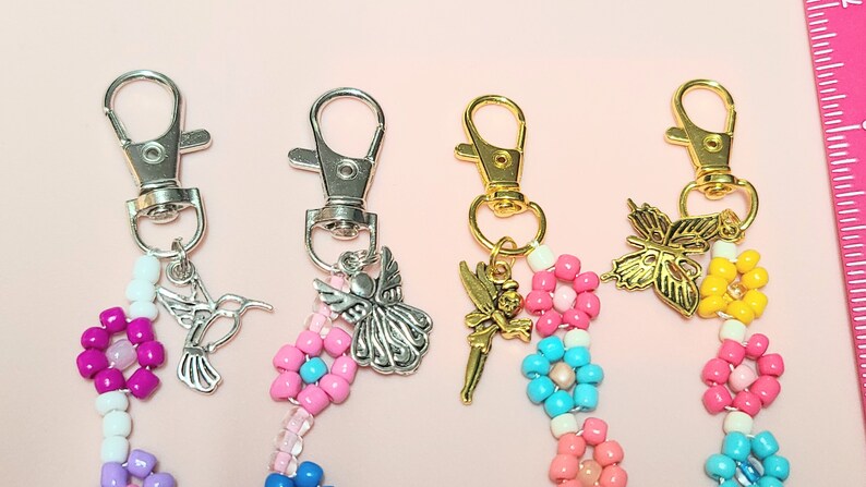 Woven Seed Bead Flower Keychain Clips, Colorful Keychains, Happy ...