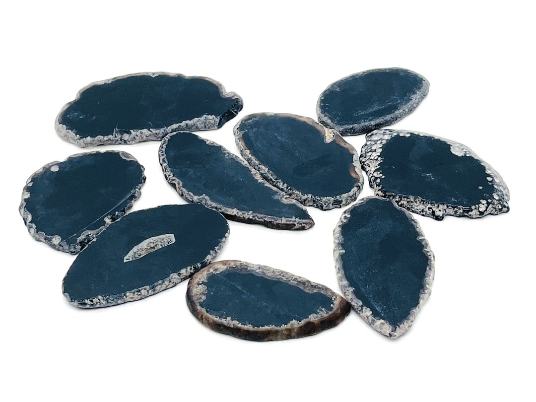 Black Agate Slice - Black Agate Geode Crystal - Natural Agate Slice ...