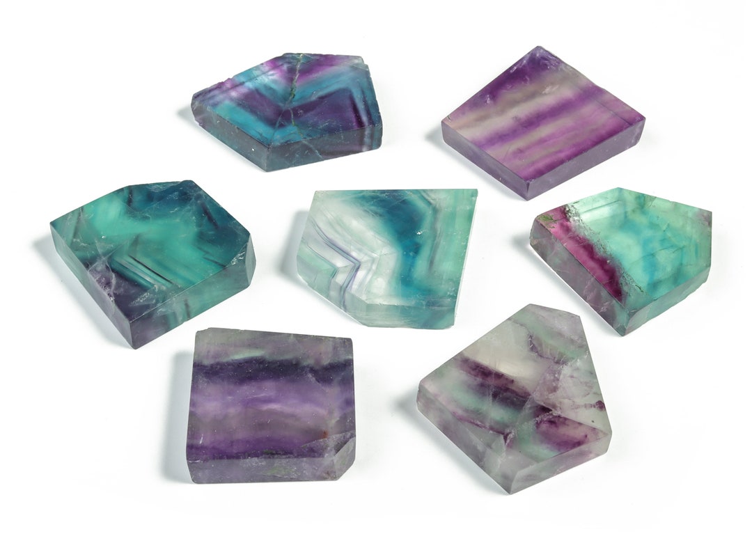 Fluorite Carved Slice Slab - Natural Gemstones - Slab Fluorite Gemstone ...