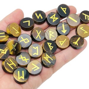 Crystal Rune Stone Set - Elder Futhark Alphabet Engraved 25 Pcs Runes ...