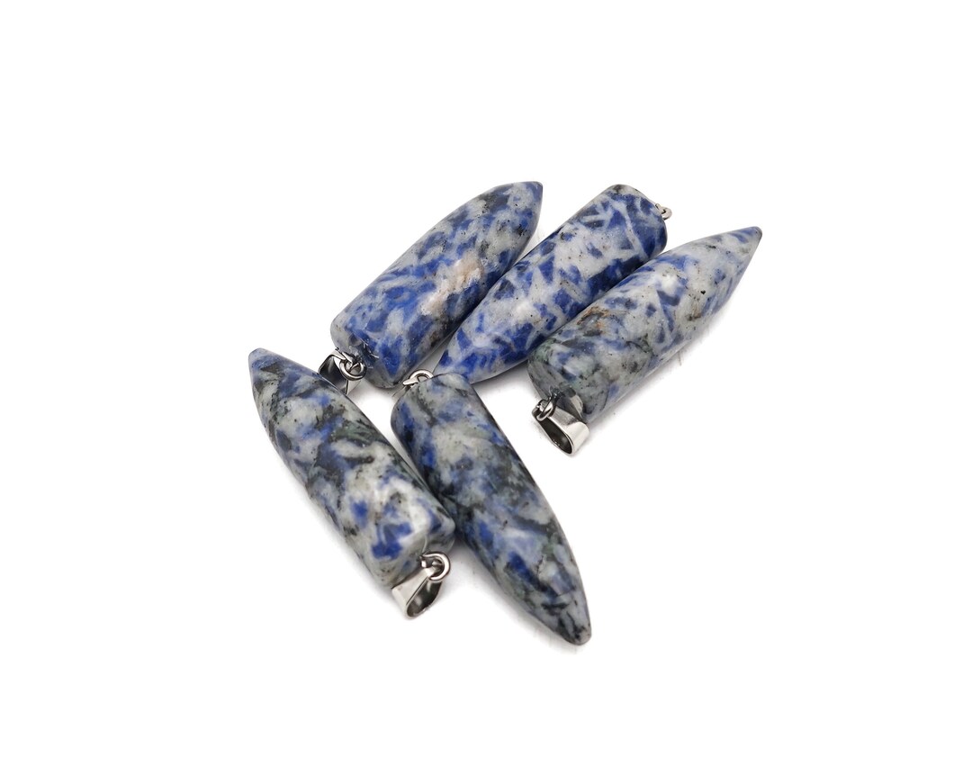 Blue Spot Jasper Bullet Gemstone Pendant Crystal Point Bullet Necklace ...