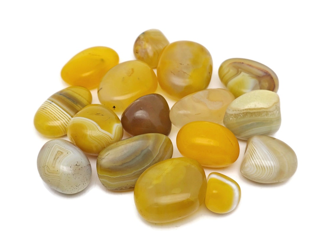 Yellow Agate Tumbled Stone – Natural Yellow Agate Crystal – Polished ...