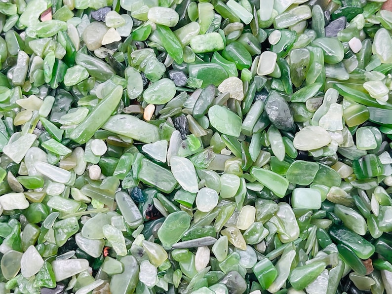 Nephrite Jade Chips – Gemstone Chips – Crystal Semi Tumbled Chips ...