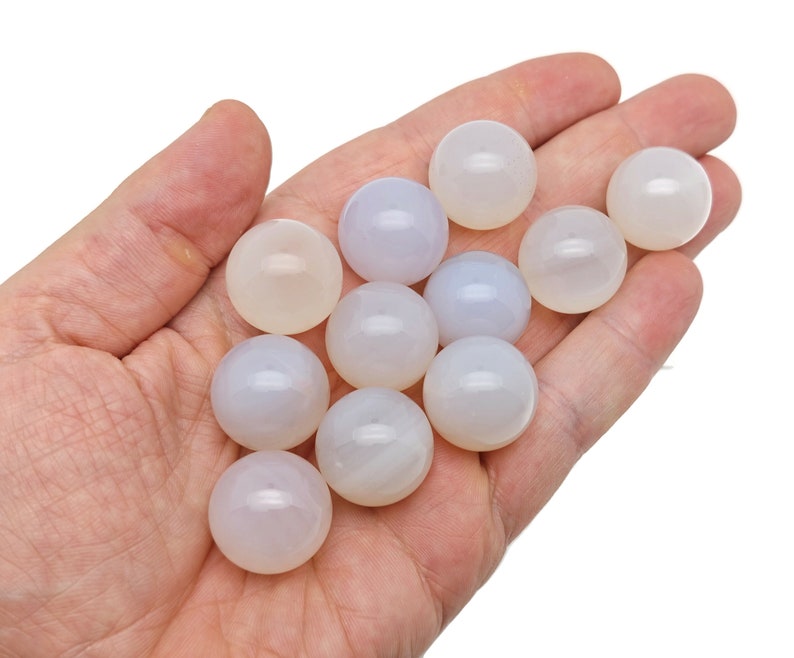 White Agate Sphere Stone - Healing Crystals Stones - Home Decor – 20mm ...