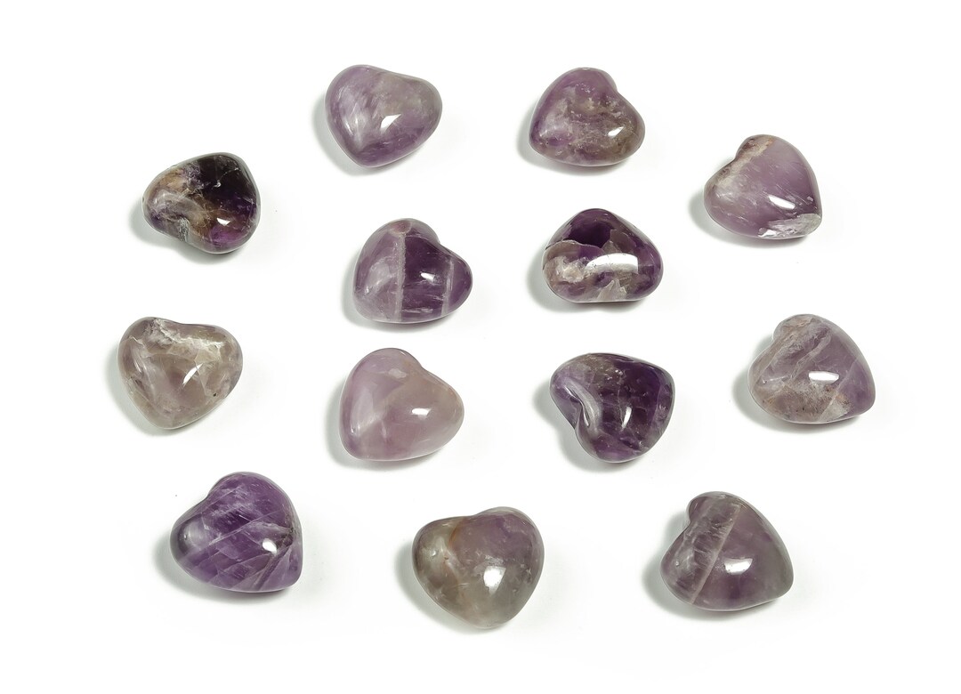 Amethyst Heart Gemstone – Puffy Heart Shaped Healing Stone Pocket ...