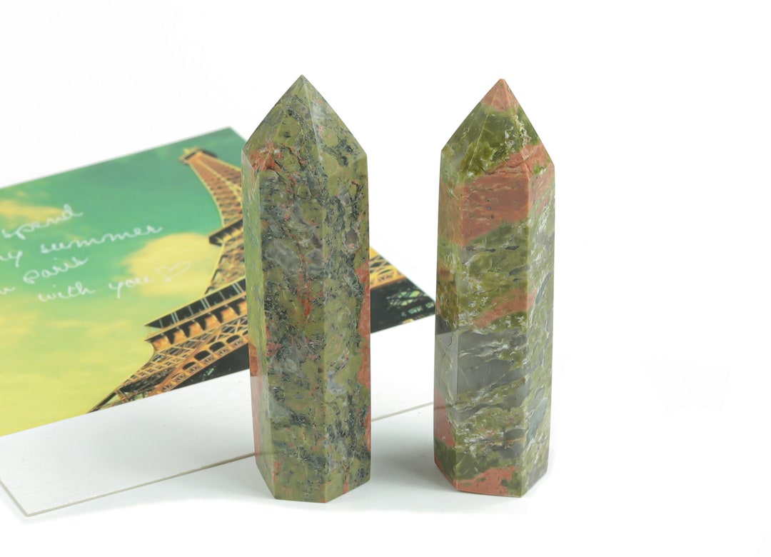 Unakite Obelisk Tower Stone - Point Unakite Natural Healing Crystal ...
