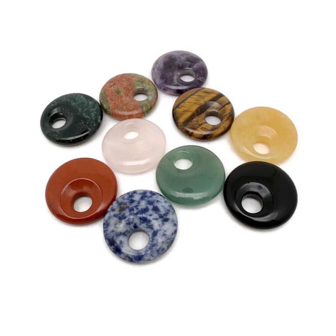 Polished Gemstone Donut Pendant – Healing Crystal Necklace Component ...