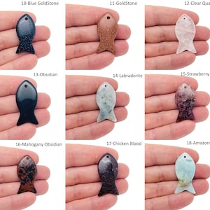 Fish Carving Gemstone Pendants - Pisces Zodiac Hole Crystal Fish ...