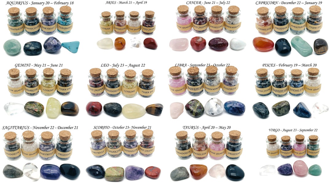 Sternzeichen Kristall Set - Sternzeichen Geburtsstein - Wähle ...