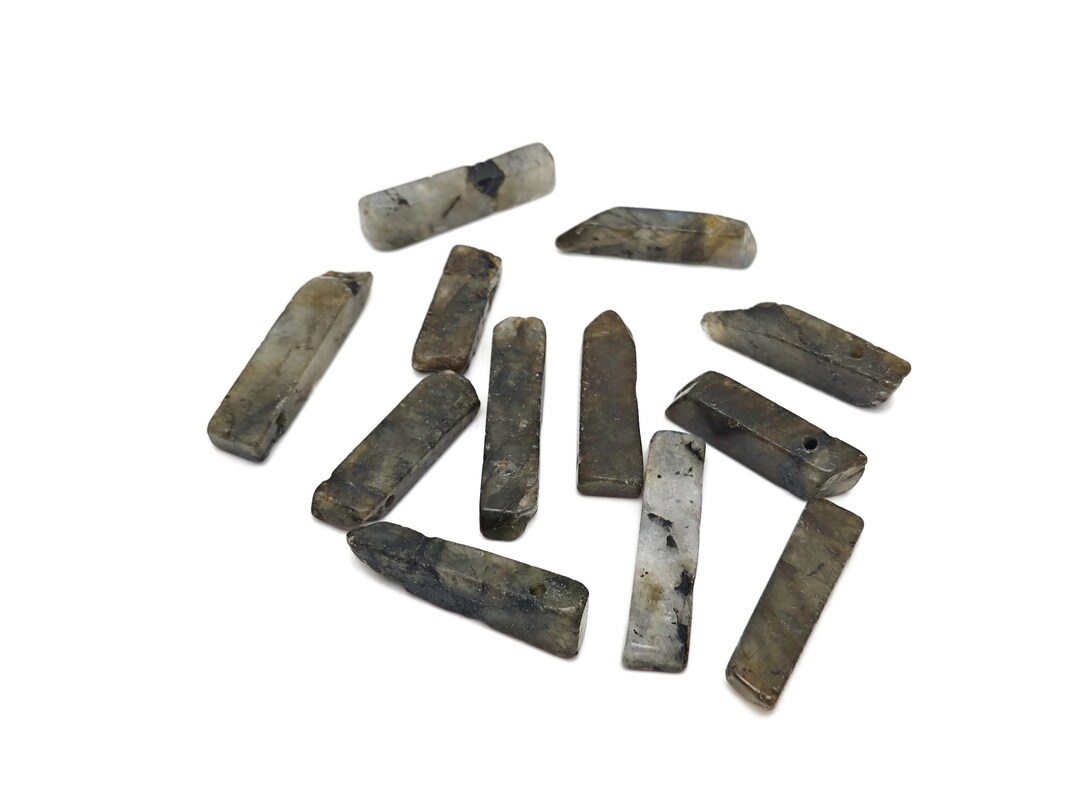 Labradorite Drilled Tumbled Stones - Rectangle Hole Tumbled Stone ...