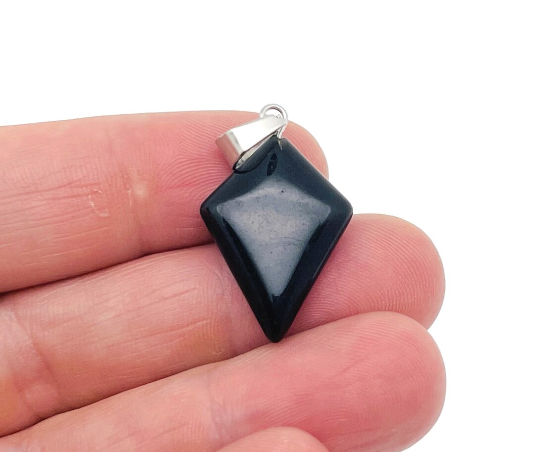 Obsidian Gemstone for Pendant - Triangle Geometric Gemstone Pendant ...