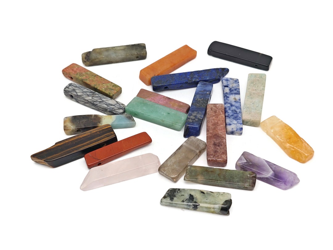 Drilled Tumbled Stones - Rectangle Hole Tumbled Stone - Making Jewelry ...