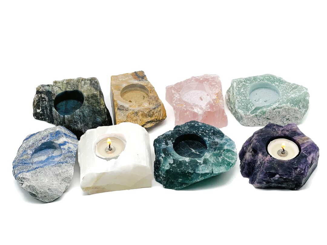 Crystal Candle Holder - Gemstone Crystal Holder - Healing Stone - Relax ...