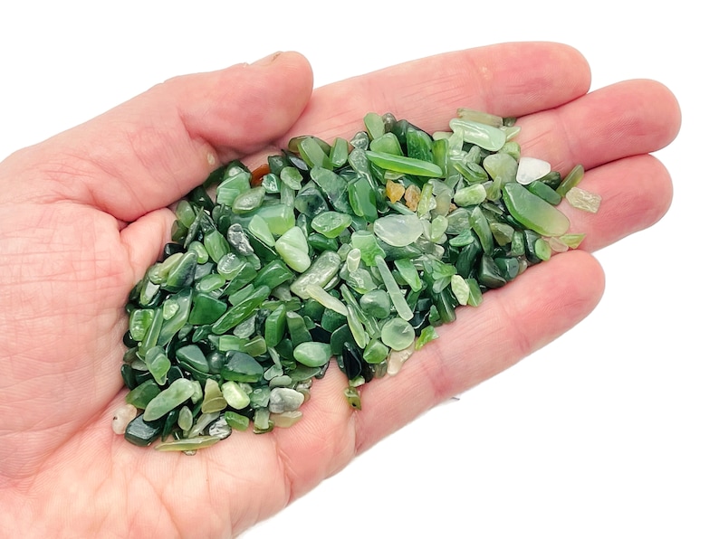 Nephrite Jade Chips – Gemstone Chips – Crystal Semi Tumbled Chips ...