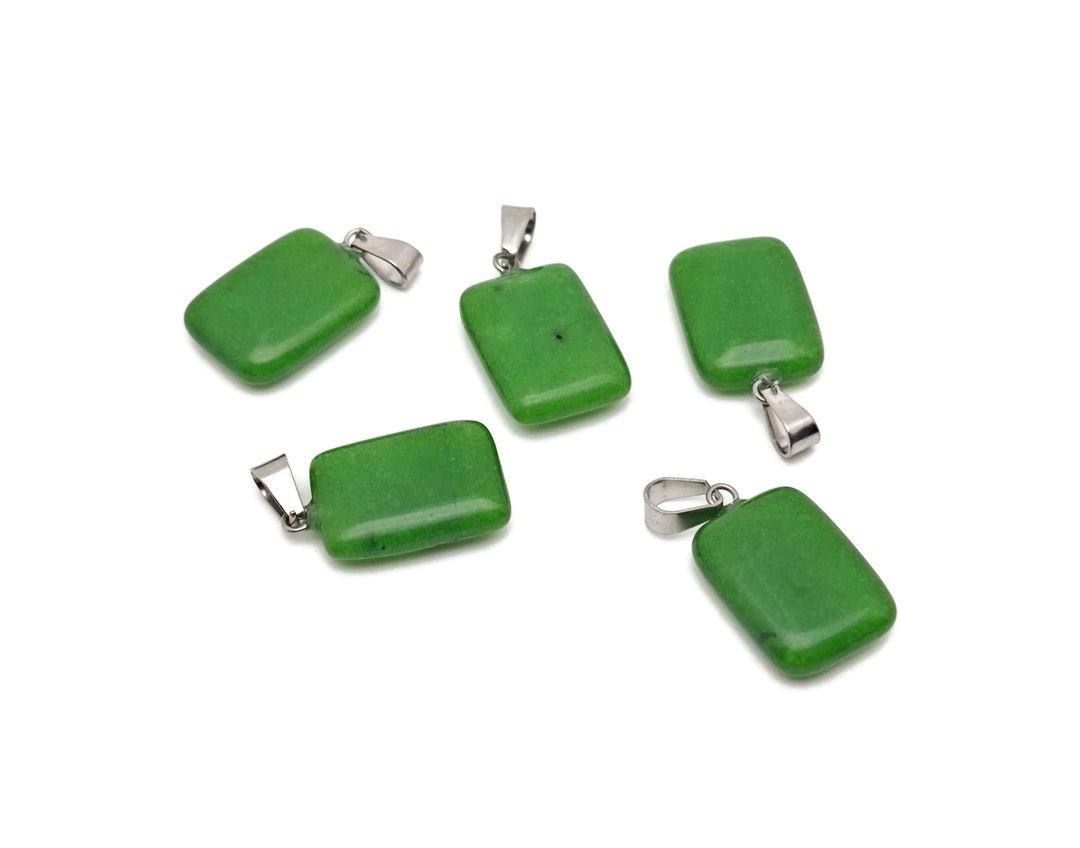 Green Agate Crystal Rectangle Shape Pendants - Wholesale Gemstones ...