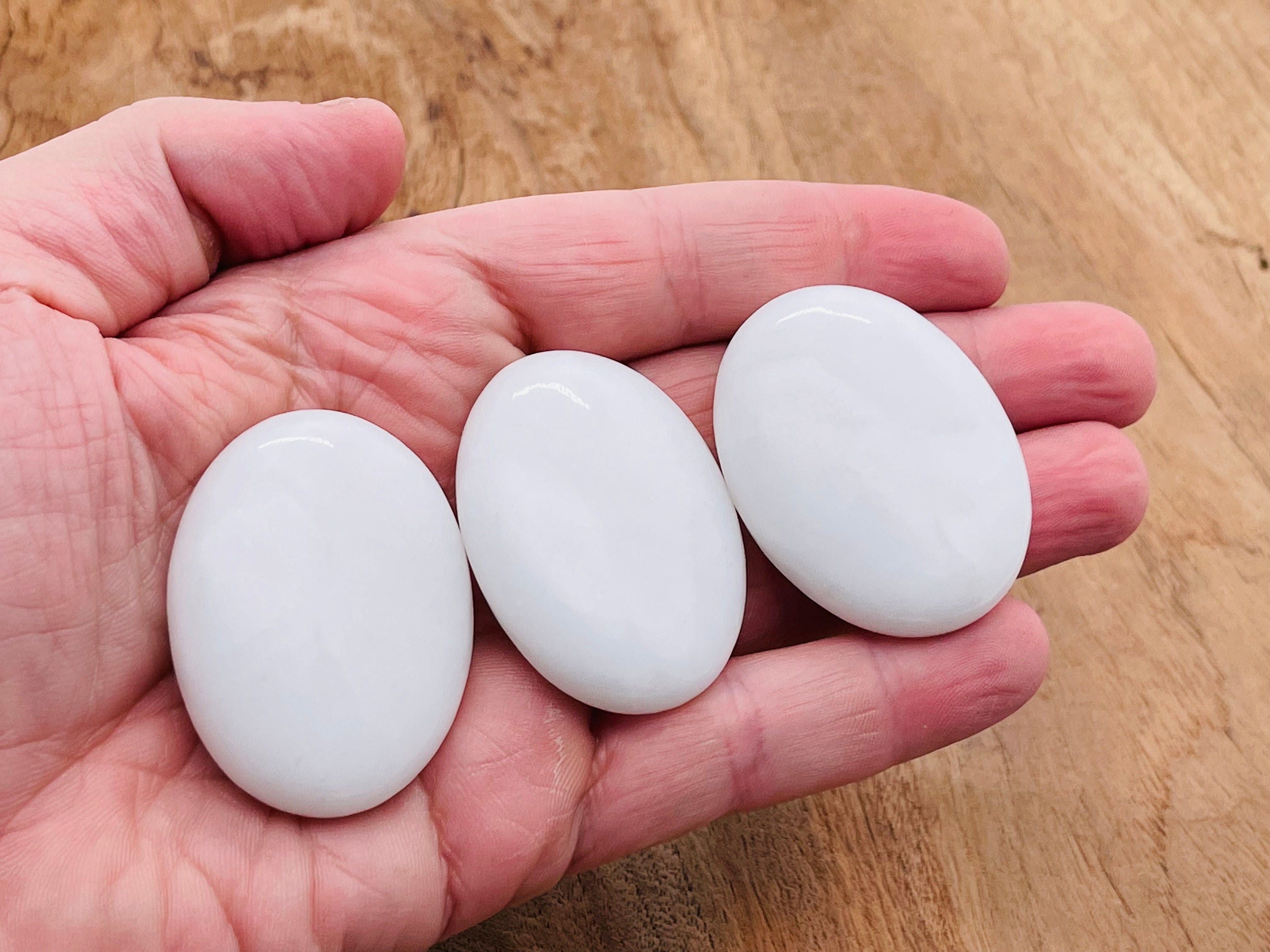 White Jade Palm Stone Oval White Jade Stone natural - Etsy