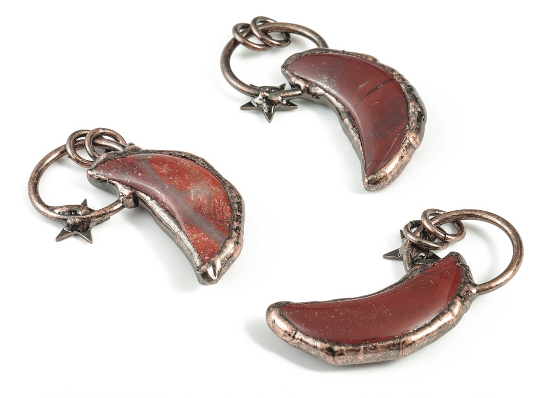 Red Agate Pendant Red Agate Crescent Moon Shape DIY Jewelry Making ...