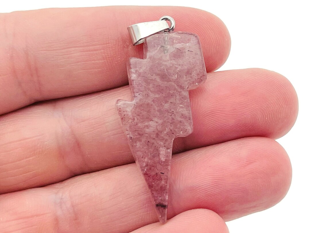 Strawberry Quartz Lightning Pendant - Lightning Crystal - Lightning ...