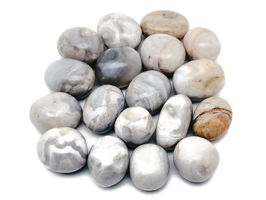 White Agate Tumbled Stone - Crystal Gemstone - Natural Stone - White ...