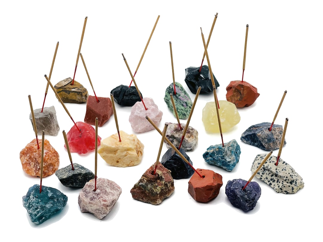 Crystal Incense Holder - Rough Crystal Stone Incense Stick Holder - Raw ...