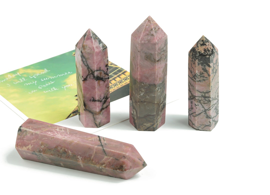 Rhodonite Obelisk Tower - Crystal Point – Natural Rhodonite Wand ...