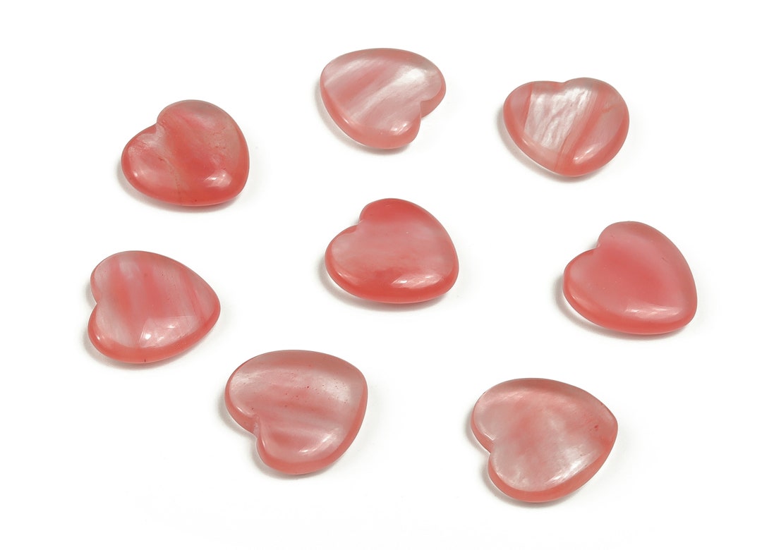 Cherry Quartz Heart Gemstone Flat – Heart Crystal - Healing Stones ...