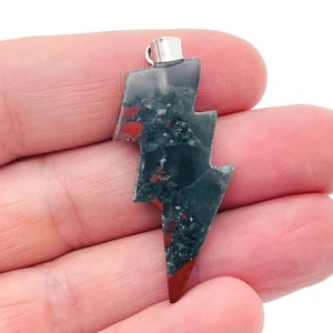 African Bloodstone Lightning Pendant - Lightning Crystal - Lightning ...