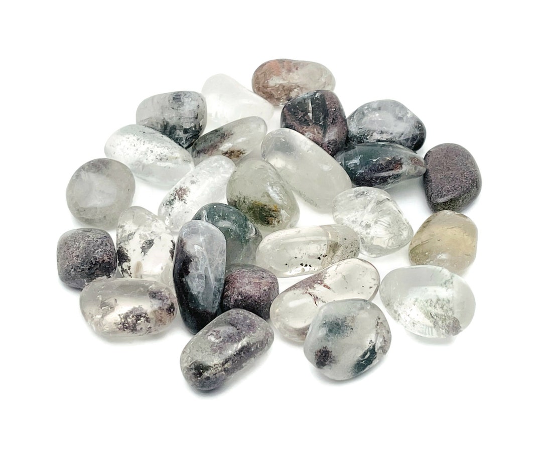 Garden Quartz Tumbled Stone - Lodolite Crystal Stones - Floodlit Garden ...
