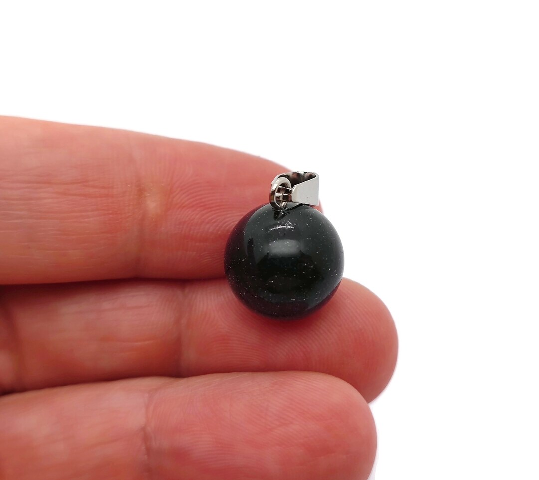 Blue Goldstone Crystal Ball Pendant - Ball Charm Whith Brass - Crystal ...