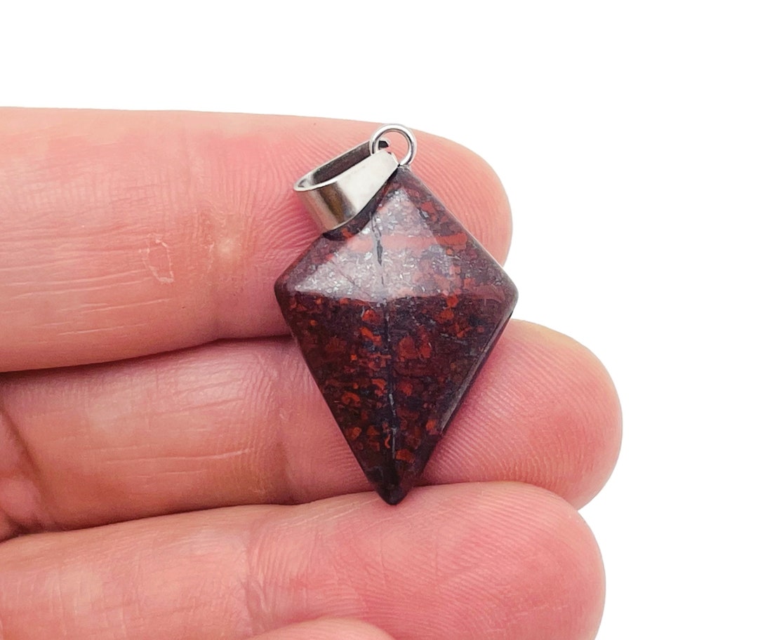 Chicken Blood Stone Gemstone for Pendant - Triangle Geometric Gemstone ...