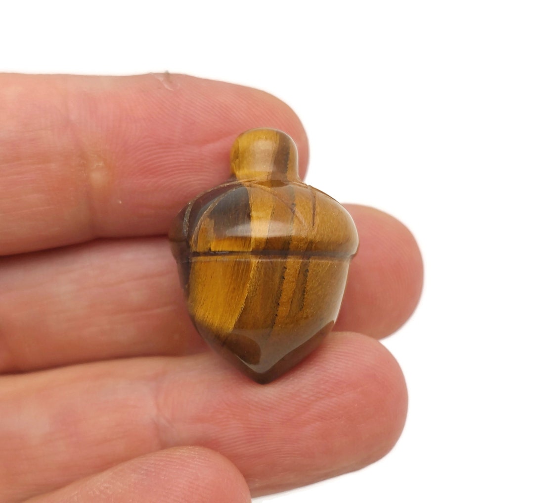 Tiger Eye Crystal Acorn Carved - Reiki Healing - Home Crystal ...