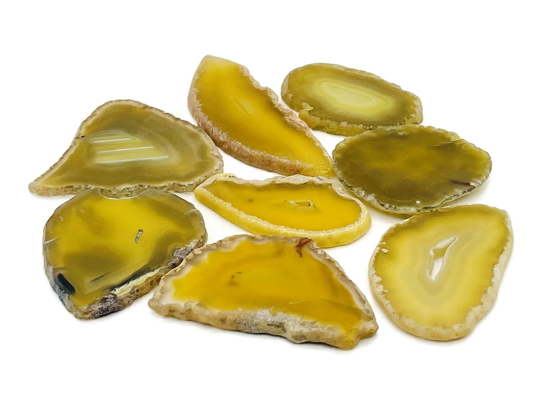 Yellow Agate Slice - Yellow Agate Geode Crystal - Natural Agate Slice ...