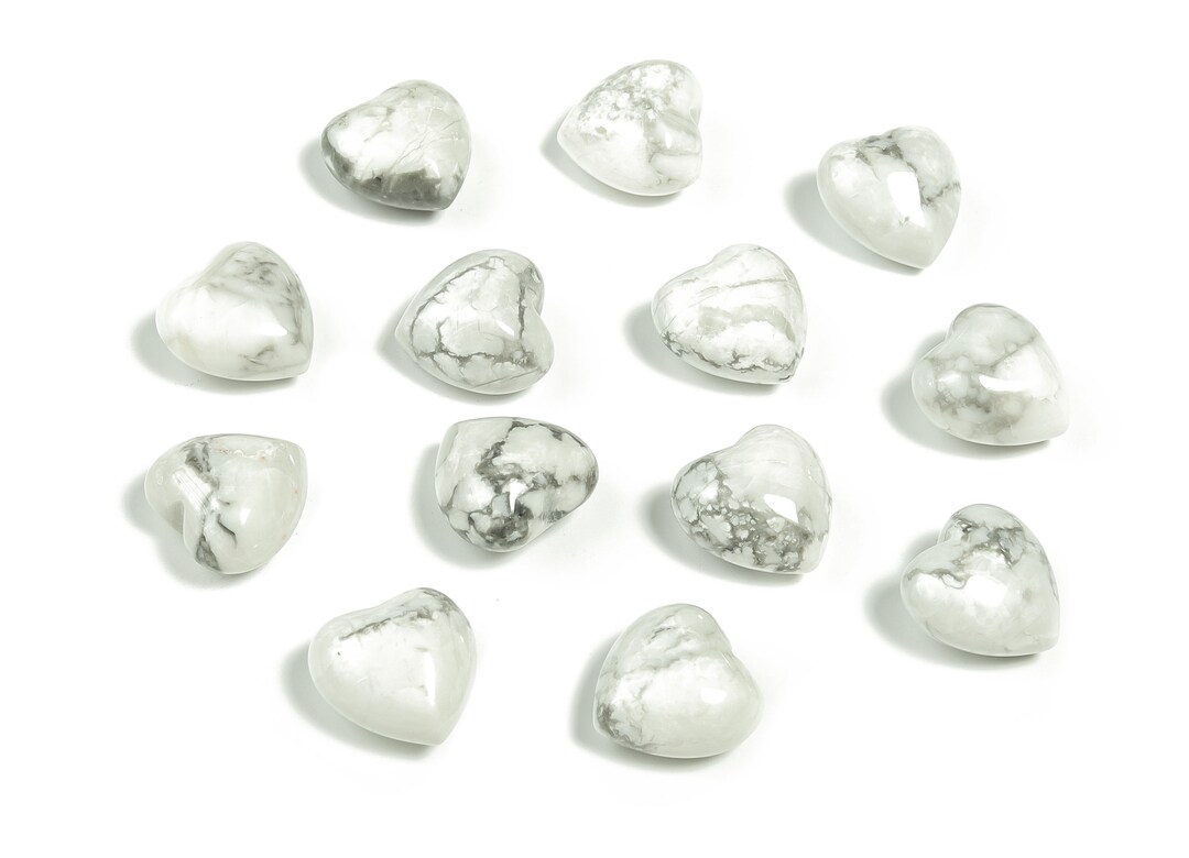 Howlite Heart Gemstone - Heart Shaped Stones - Howlite Crystal Heart ...