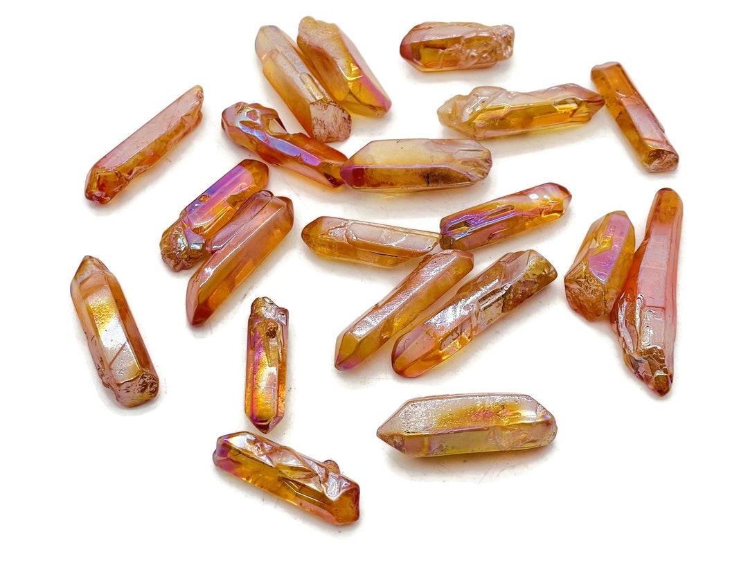 Tangerine Aura Quartz Point Gemstone - Point Orange Aura Stone ...