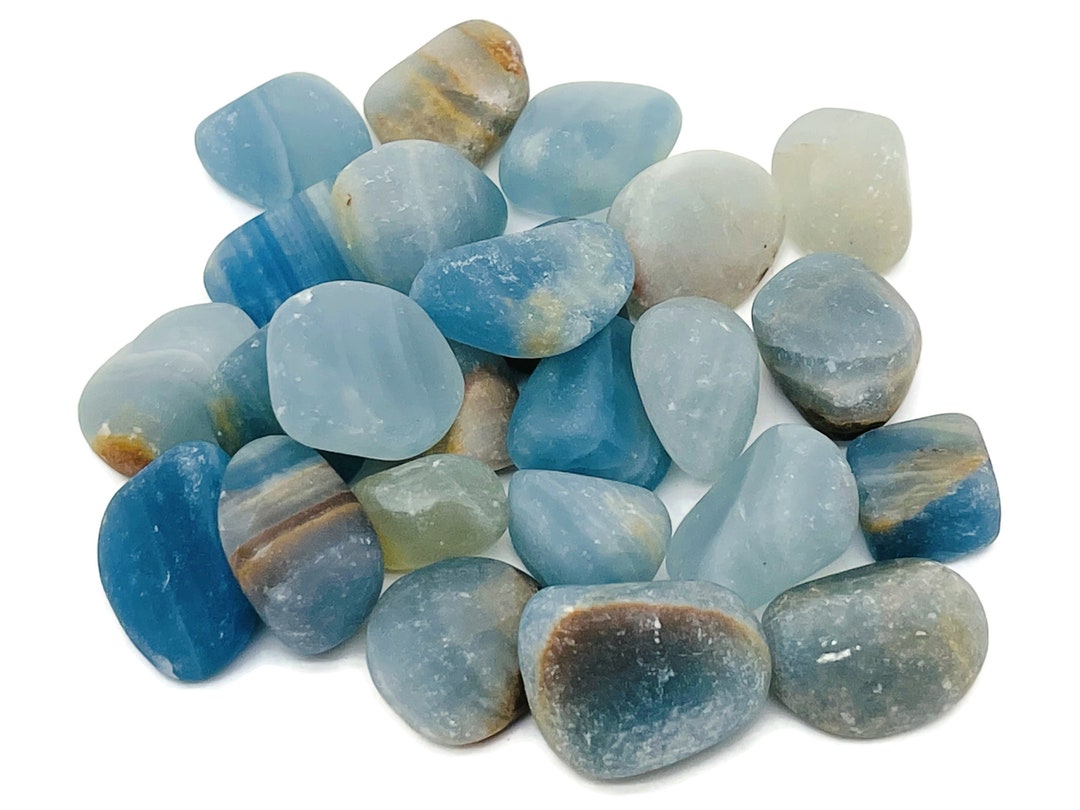 Blue Onyx Tumbled Stone Lemurian Aquatine Calcite Blue Onyx Gemstone ...