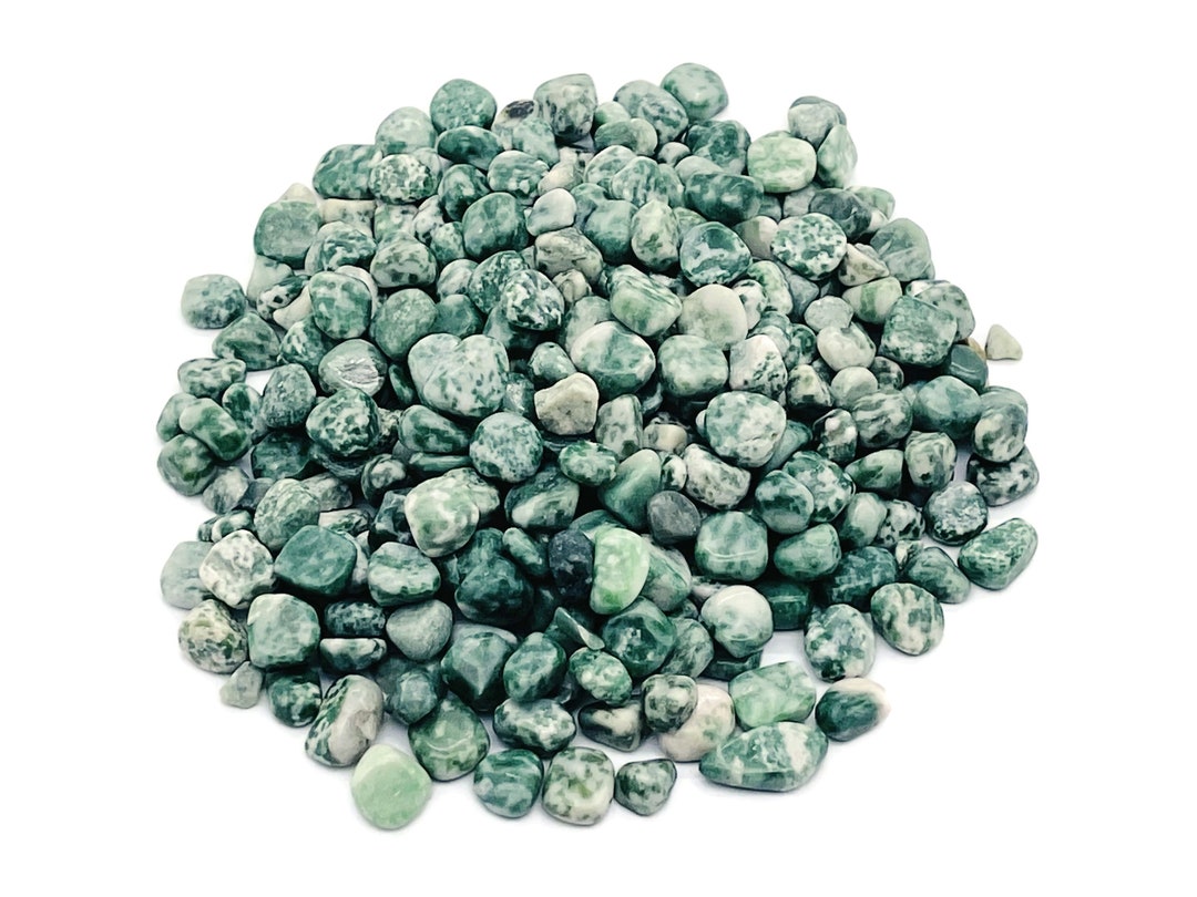 Green Dot Jade Chips – Qinghai Jade Gemstone Chips – Crystal Semi ...
