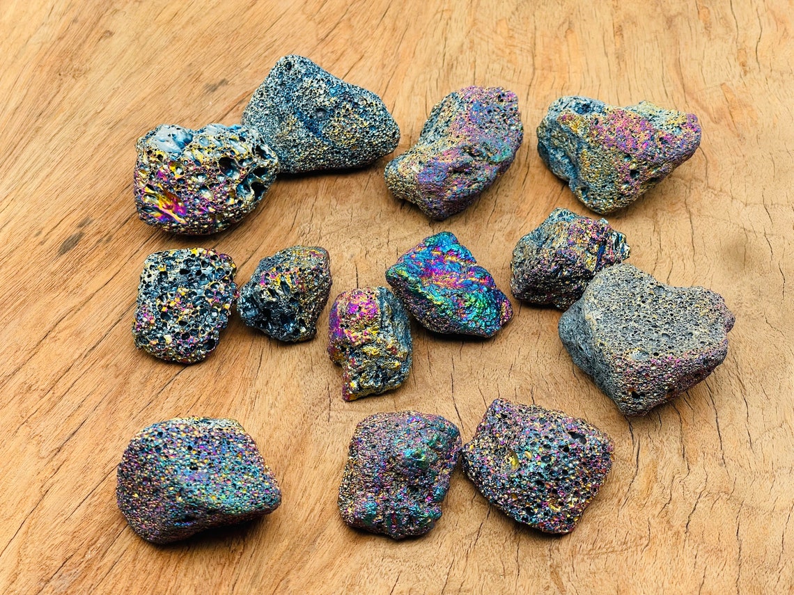 Raw Rainbow Lava Volcanic Stone - Natural Lava Stone Crystal Gemstone ...