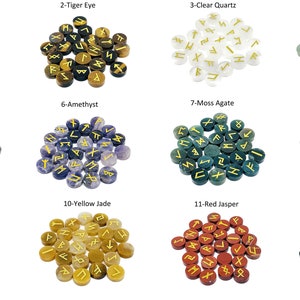 Crystal Rune Stone Set - Elder Futhark Alphabet Engraved 25 Pcs Runes ...