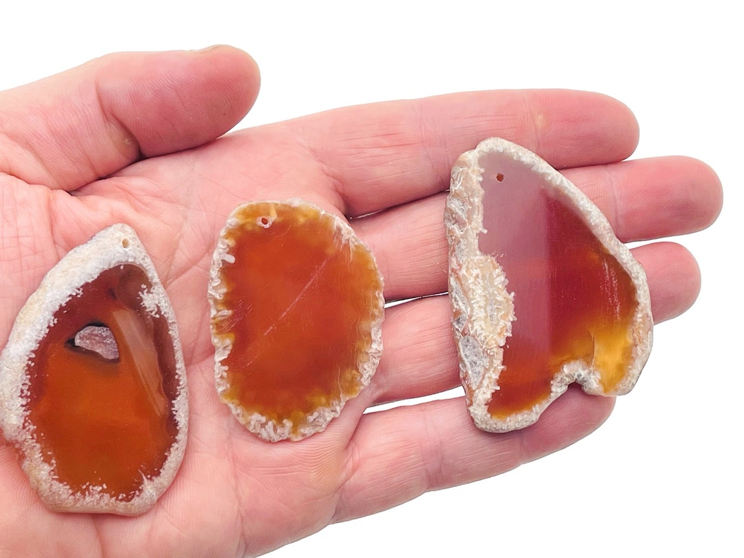 Red Agate Slice Drilled - Red Agate Slice Hole Geode Crystal - Natural ...
