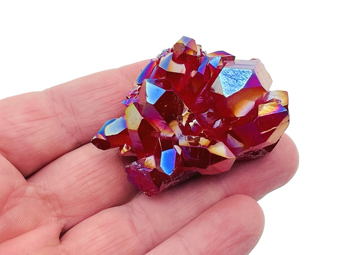 Red Aura Quartz Cluster Crystal - Aura Cluster Quartz – Healing Stone ...