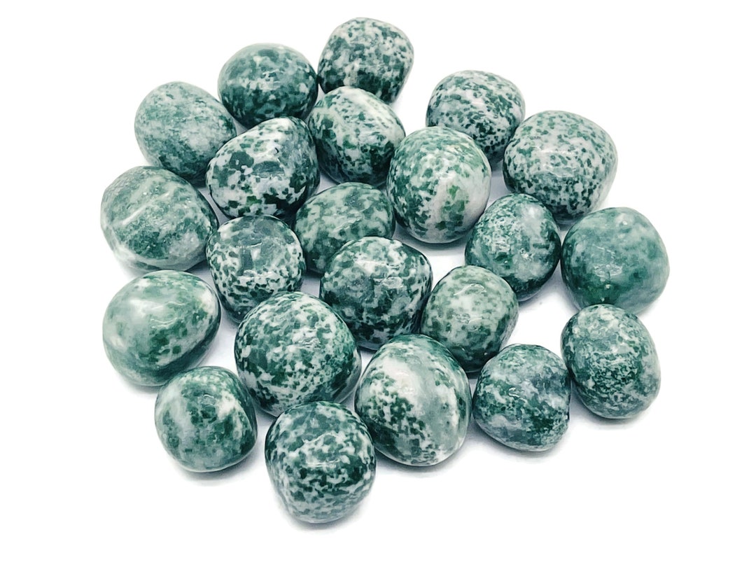 Green Dot Jade Tumbled Stone - Qinghai Jade Gemstone - Healing Gemstone ...
