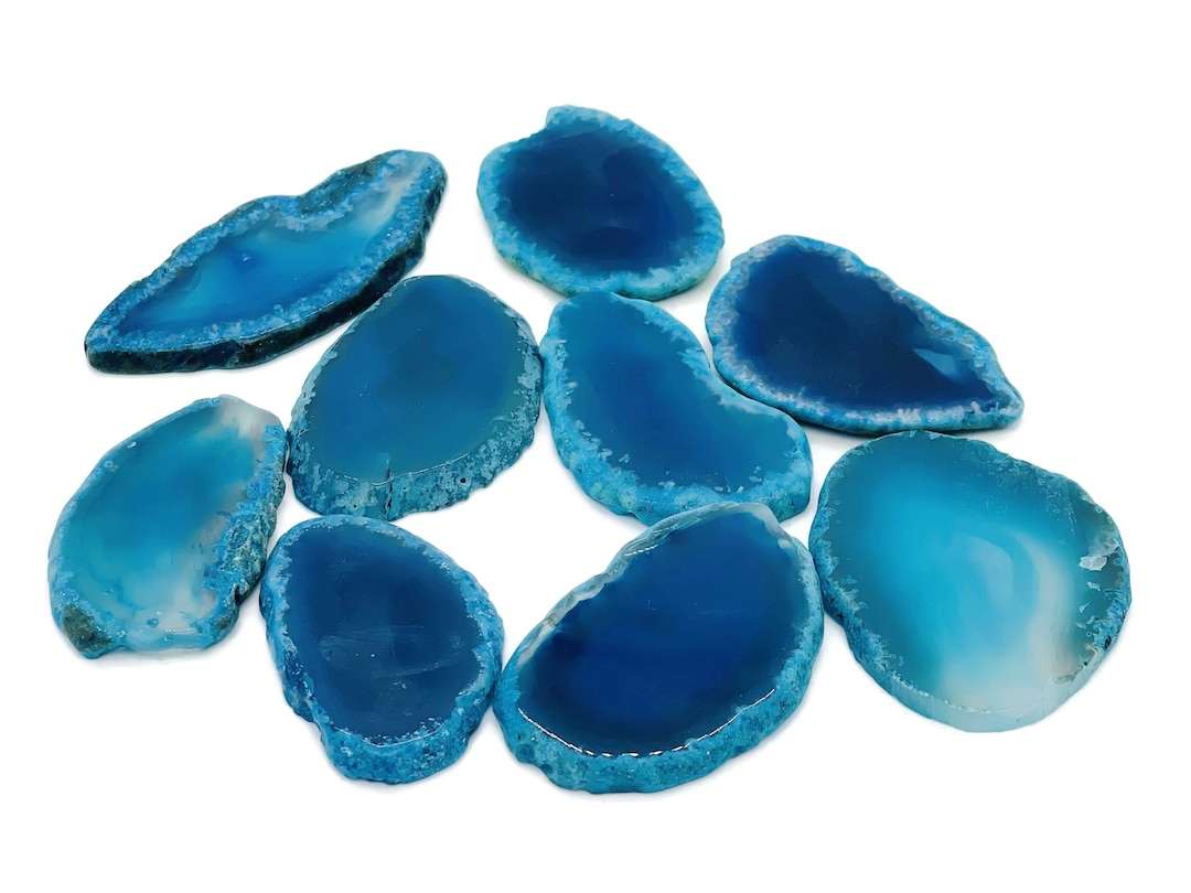 Blue Agate Slice - Blue Agate Geode Crystal - Natural Agate Slice ...