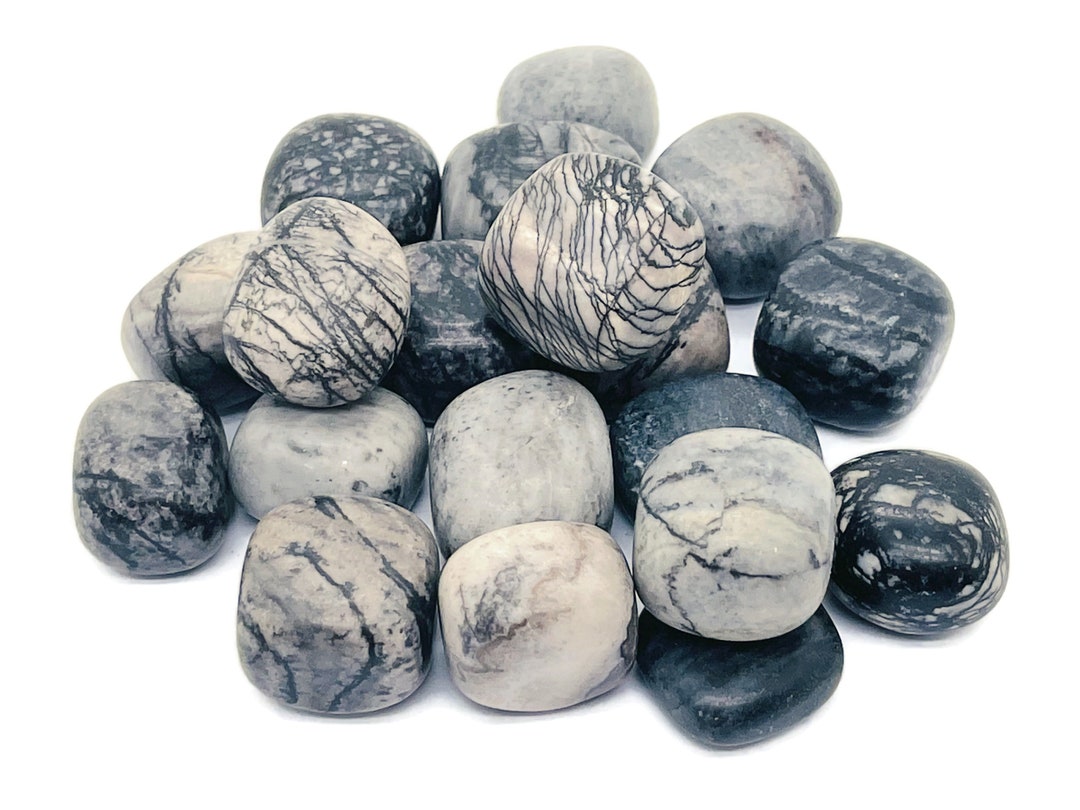Black Network Jasper Tumbled Stone - Black Picasso Jasper Gemstone ...