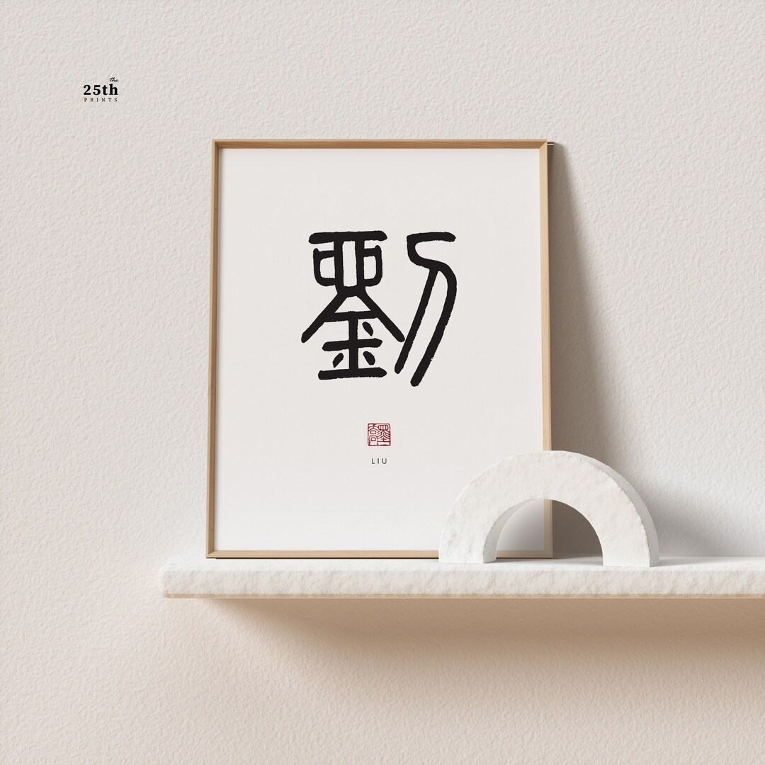 Liu 劉 Chinese Family Name Wall Art | Printable Family Name Sign ...