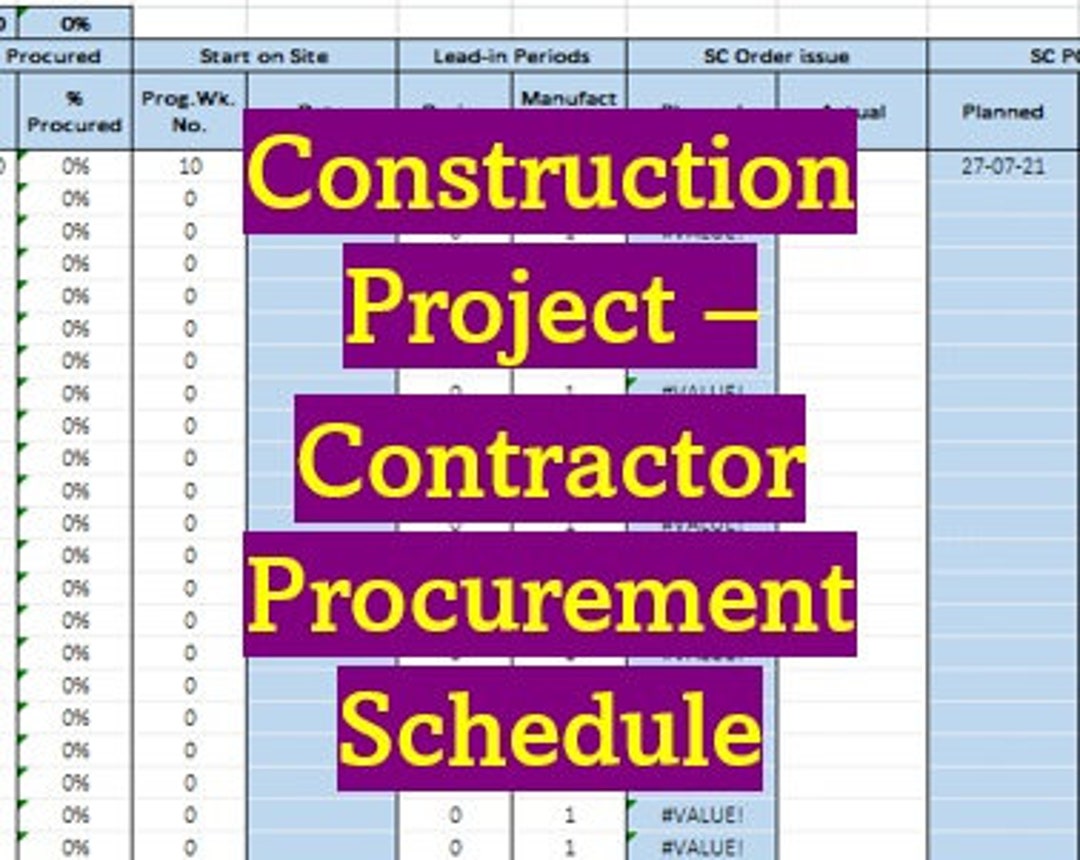 Construction Project - Procurement Schedule - Etsy