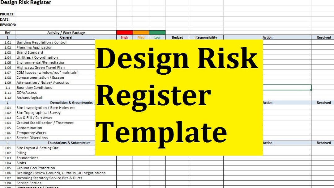 Construction Design Risk Register Template - Etsy