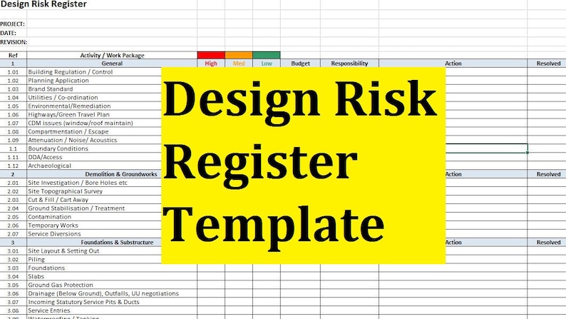 Construction Design Risk Register Template - Etsy